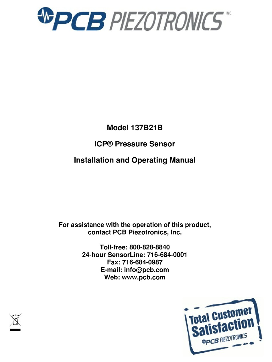PCB PIEZOTRONICS 137B21B INSTALLATION AND OPERATING MANUAL Pdf Download ...