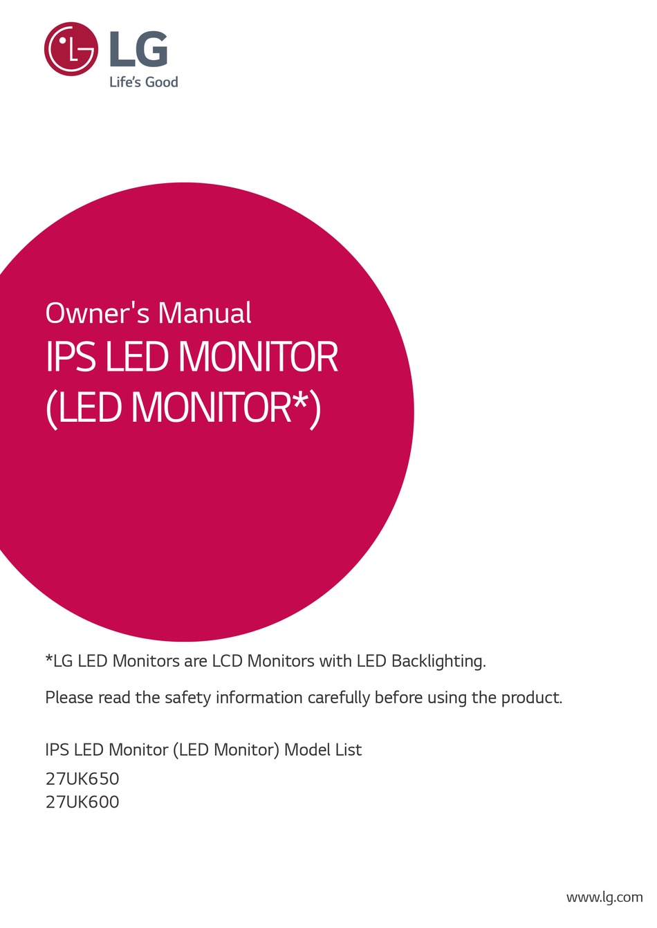 LG 27UK600-W OWNER'S MANUAL Pdf Download | ManualsLib