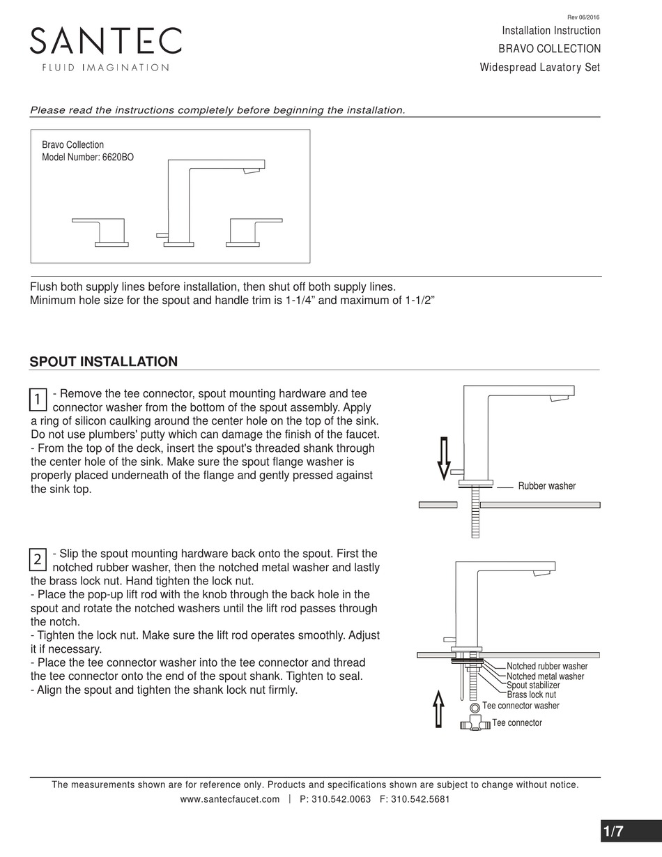 SANTEC FLUID IMAGINATION BRAVO 6620BO INSTALLATION INSTRUCTION Pdf ...