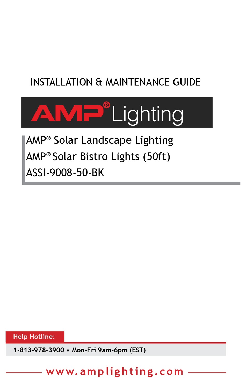 AMP LIGHTING ASSI-9008-50-BK INSTALLATION & MAINTENANCE MANUAL Pdf ...