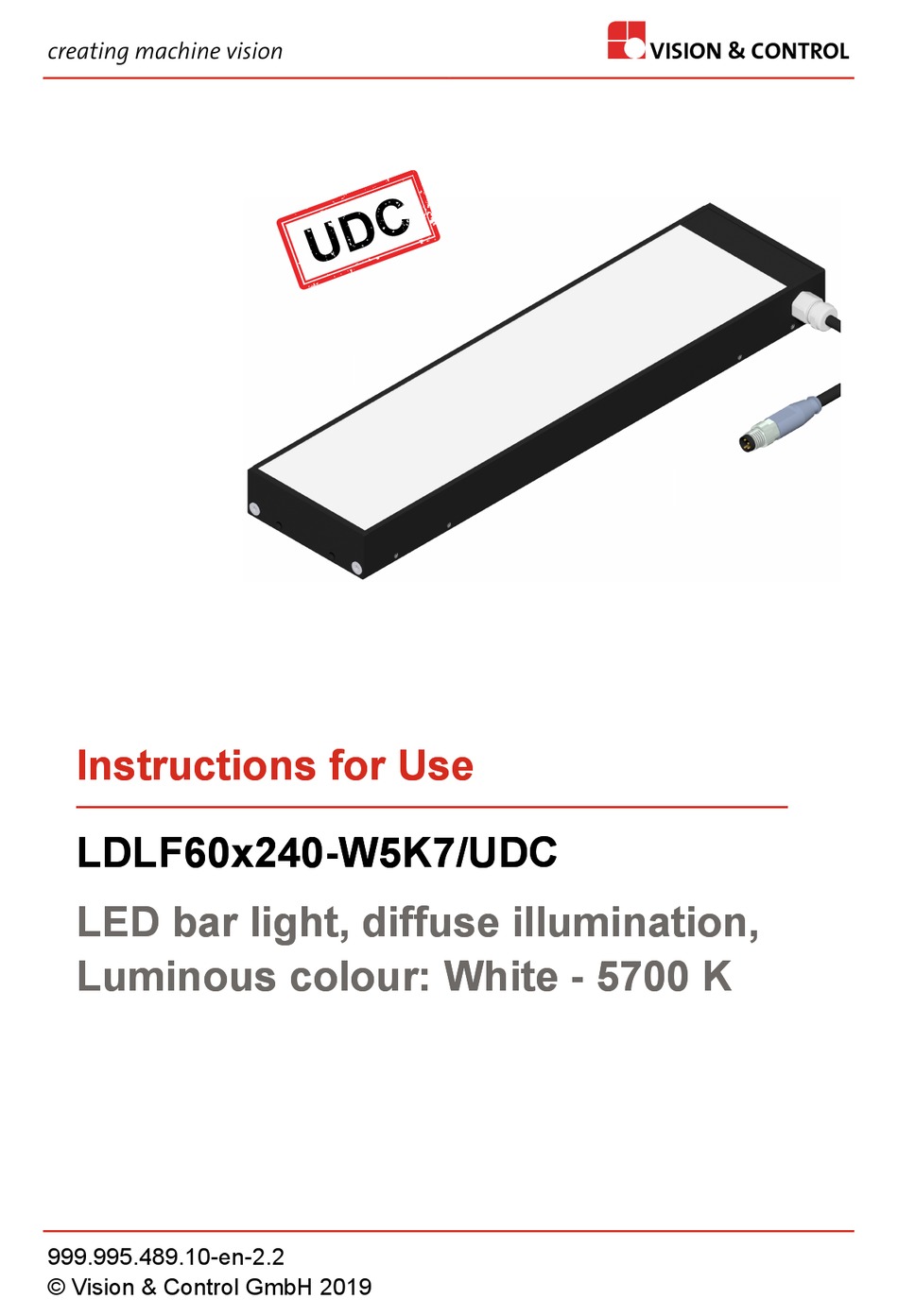 VISION & CONTROL LDLF60X240-W5K7/UDC INSTRUCTIONS FOR USE MANUAL Pdf ...