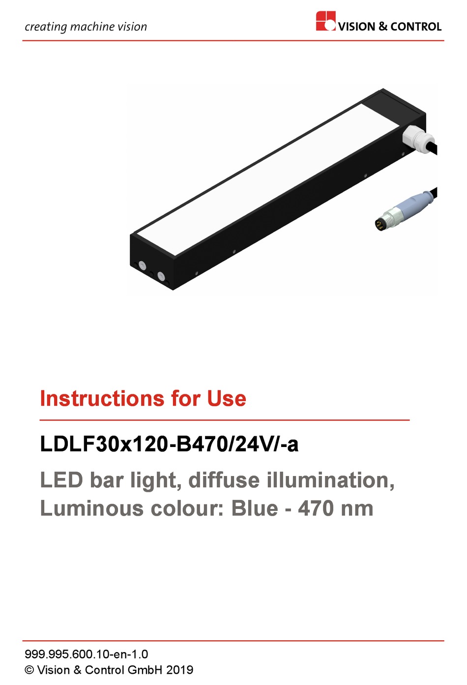 VISION & CONTROL LDLF30X120-B470/24V/-A INSTRUCTIONS FOR USE MANUAL Pdf ...