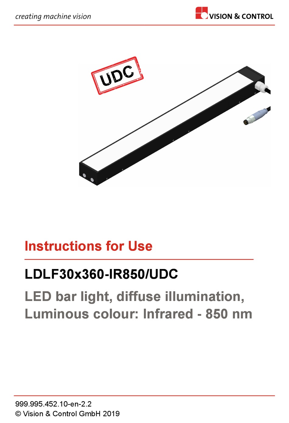 VISION & CONTROL LDLF30X360-IR850/UDC INSTRUCTIONS FOR USE MANUAL Pdf Download | ManualsLib