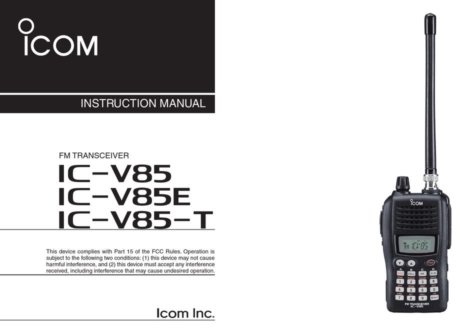 ICOM IC-V85E INSTRUCTION MANUAL Pdf Download | ManualsLib