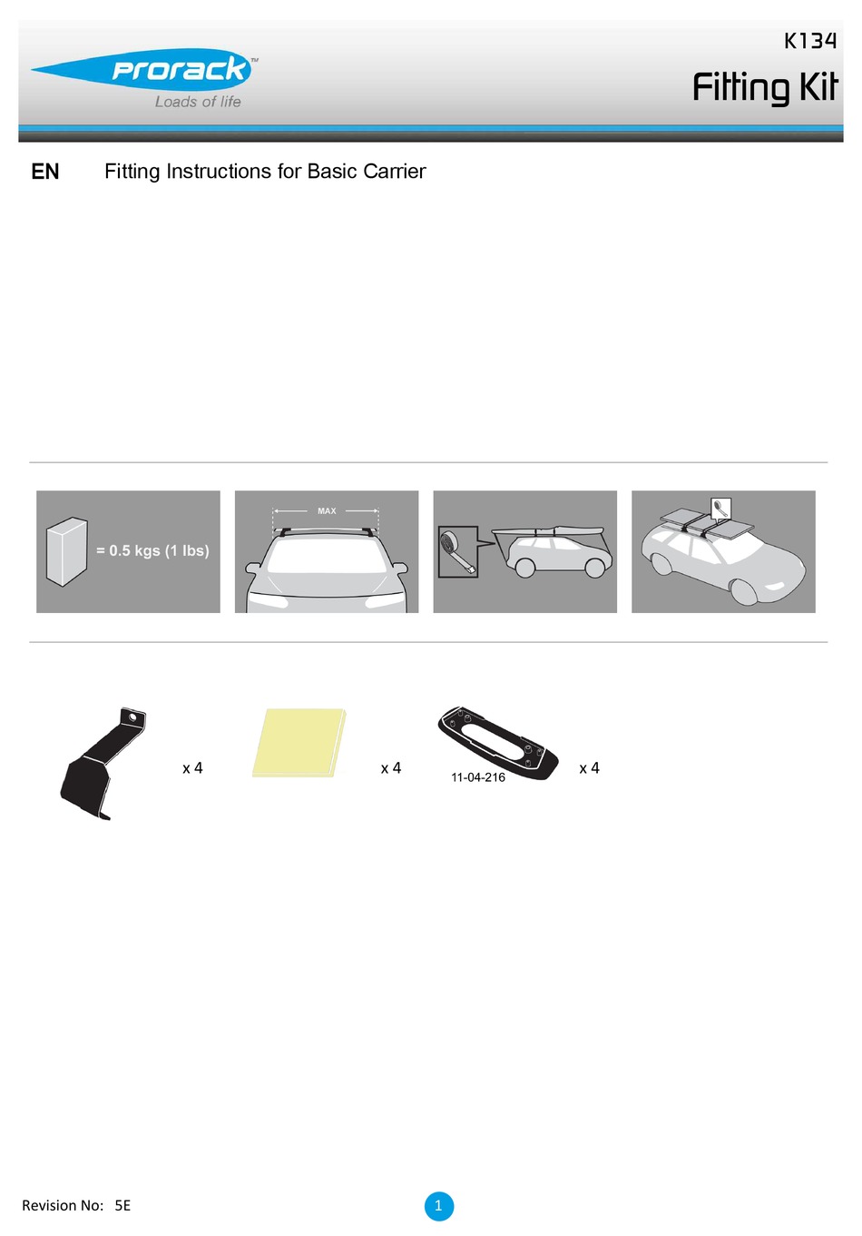PRORACK K134 FITTING INSTRUCTIONS MANUAL Pdf Download | ManualsLib