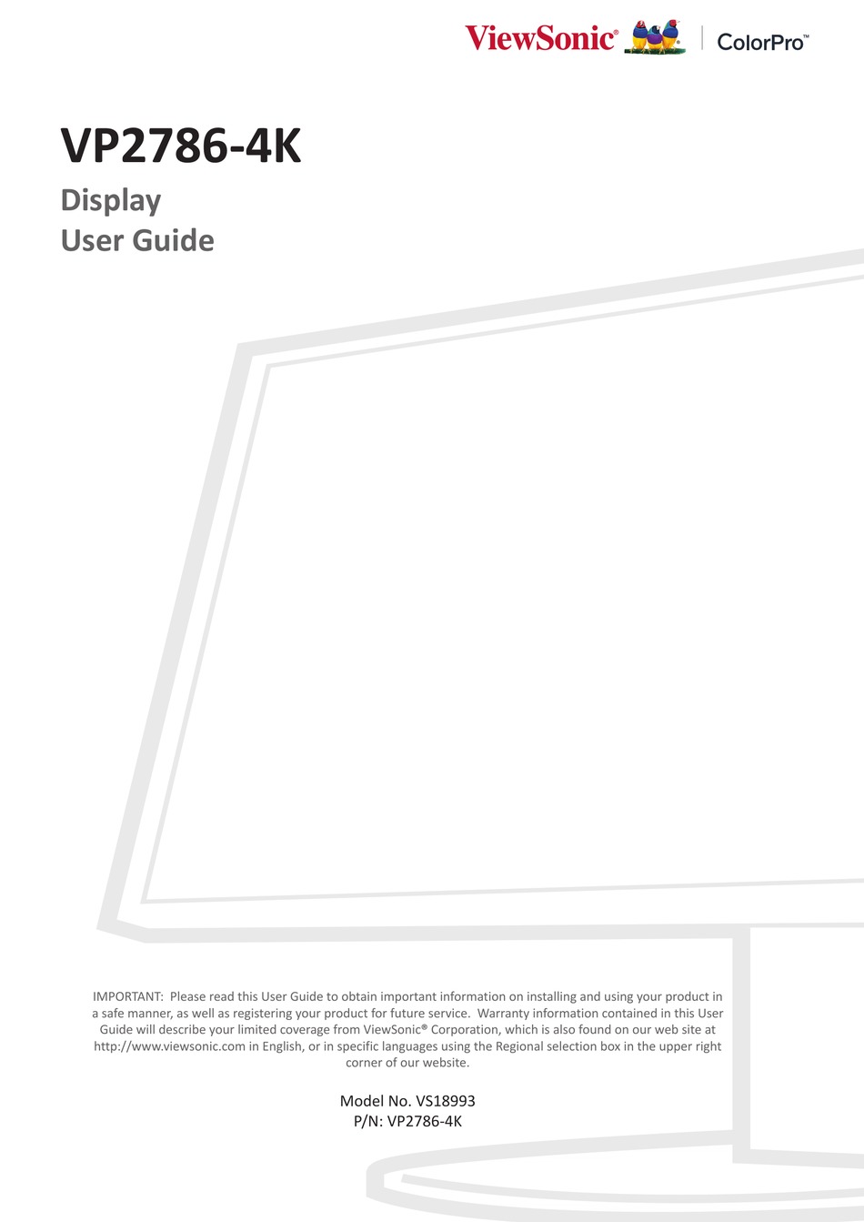 VIEWSONIC VP2786-4K USER MANUAL Pdf Download | ManualsLib