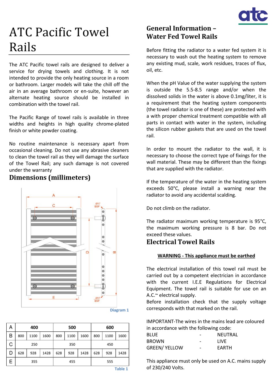 ATC PACIFIC TOWEL RAILS MANUAL Pdf Download ManualsLib ATC PACIFIC TOWEL RAILS MANUAL Pdf Download ManualsLib