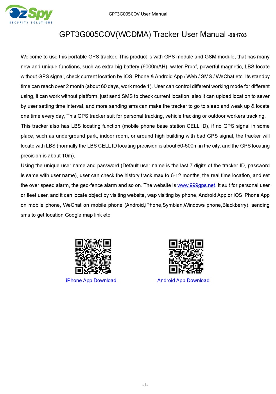 OZSPY GPT3G005COV USER MANUAL Pdf Download | ManualsLib