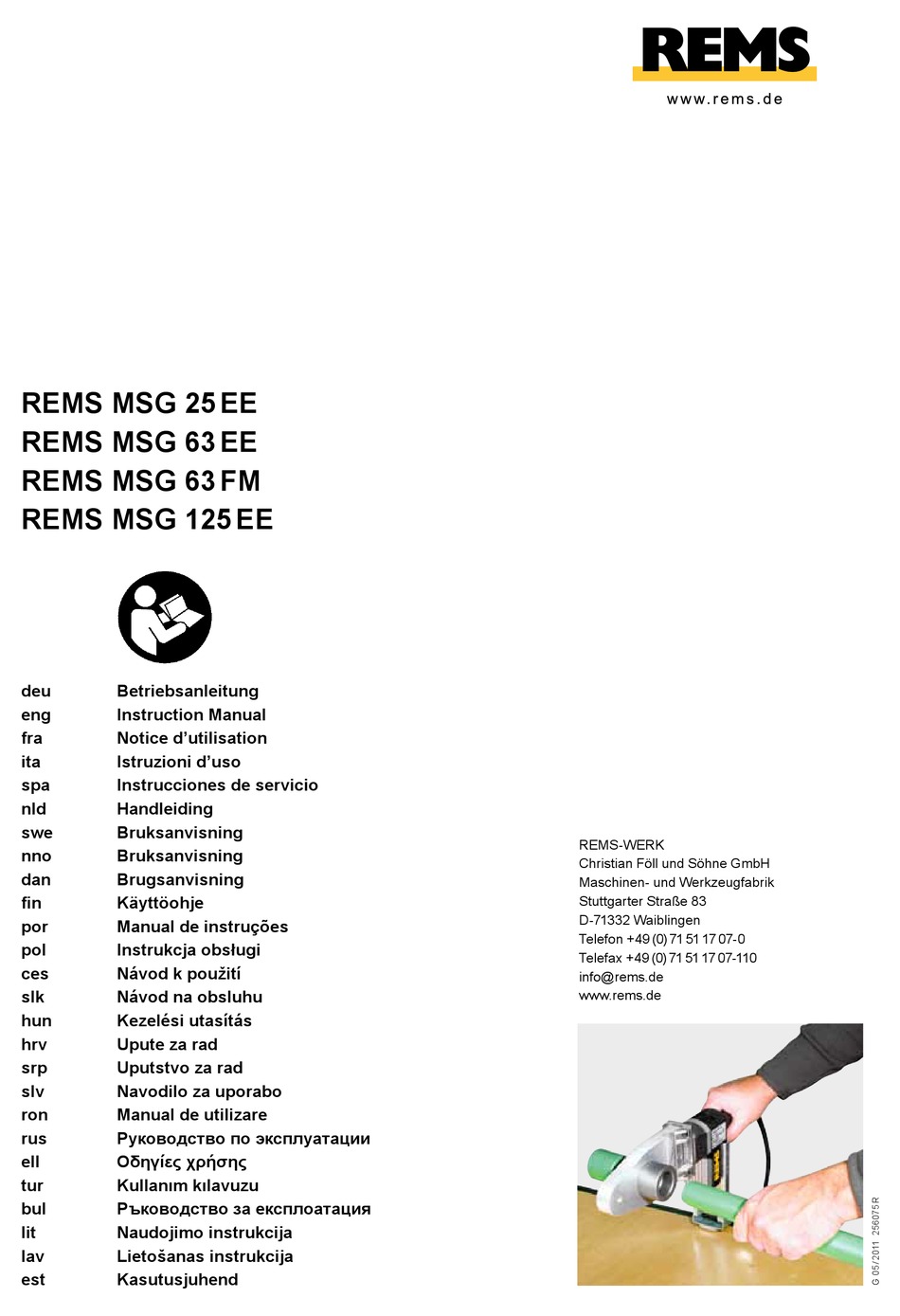 REMS MSG 25EE INSTRUCTION MANUAL Pdf Download | ManualsLib