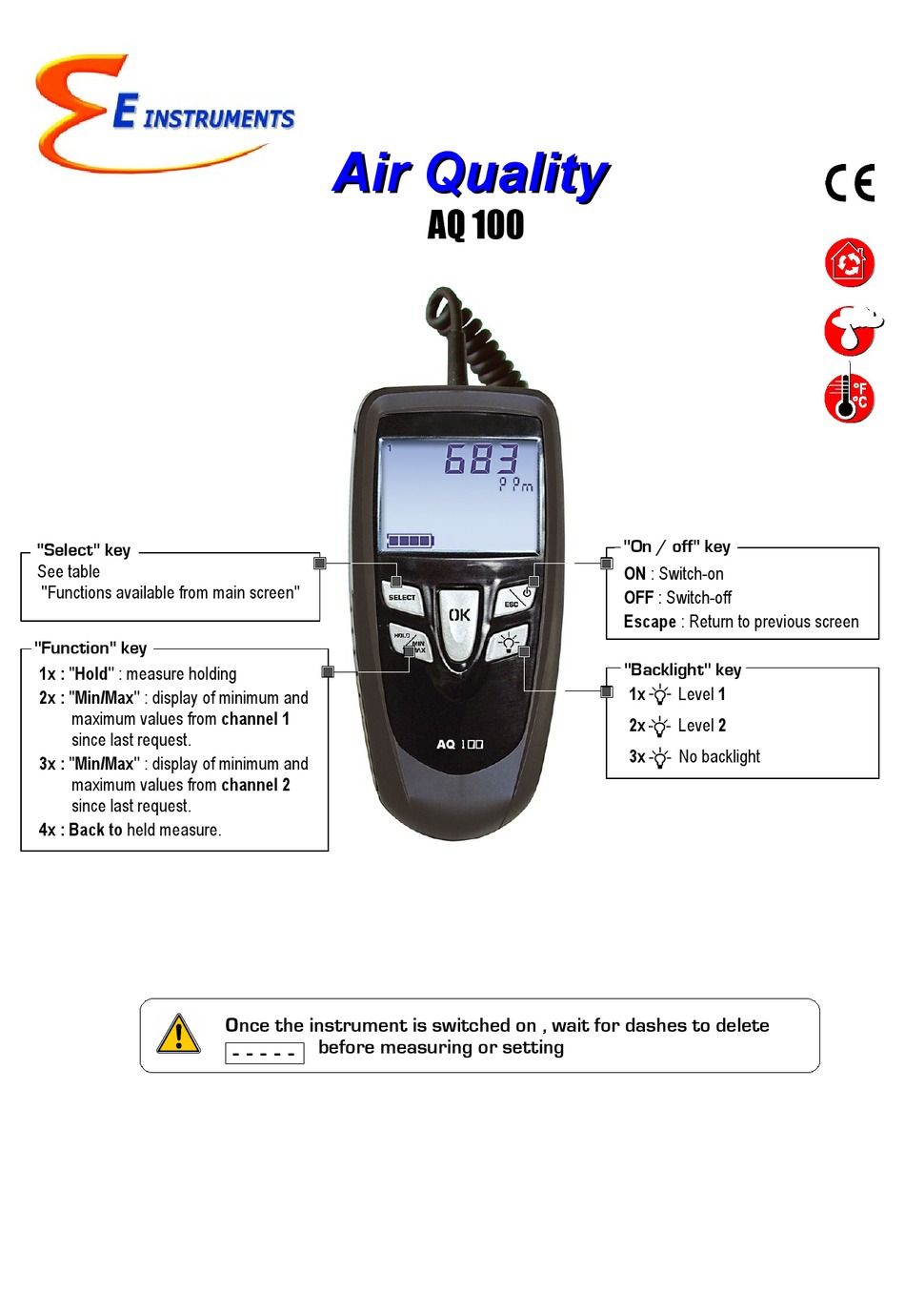 E INSTRUMENTS AQ 100 QUICK START MANUAL Pdf Download | ManualsLib
