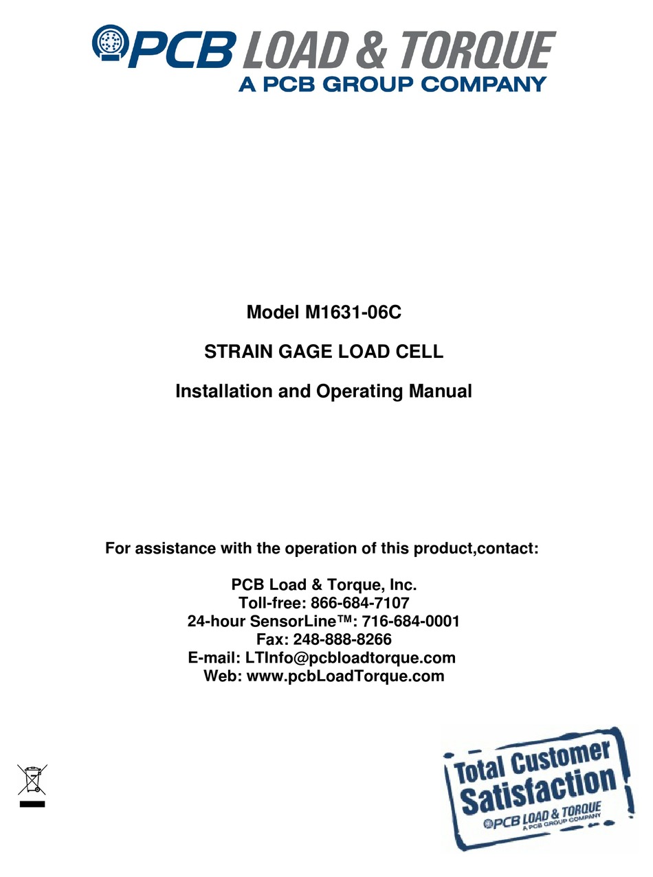 PCB LOAD & TORQUE M1631-06C INSTALLATION AND OPERATING MANUAL Pdf ...