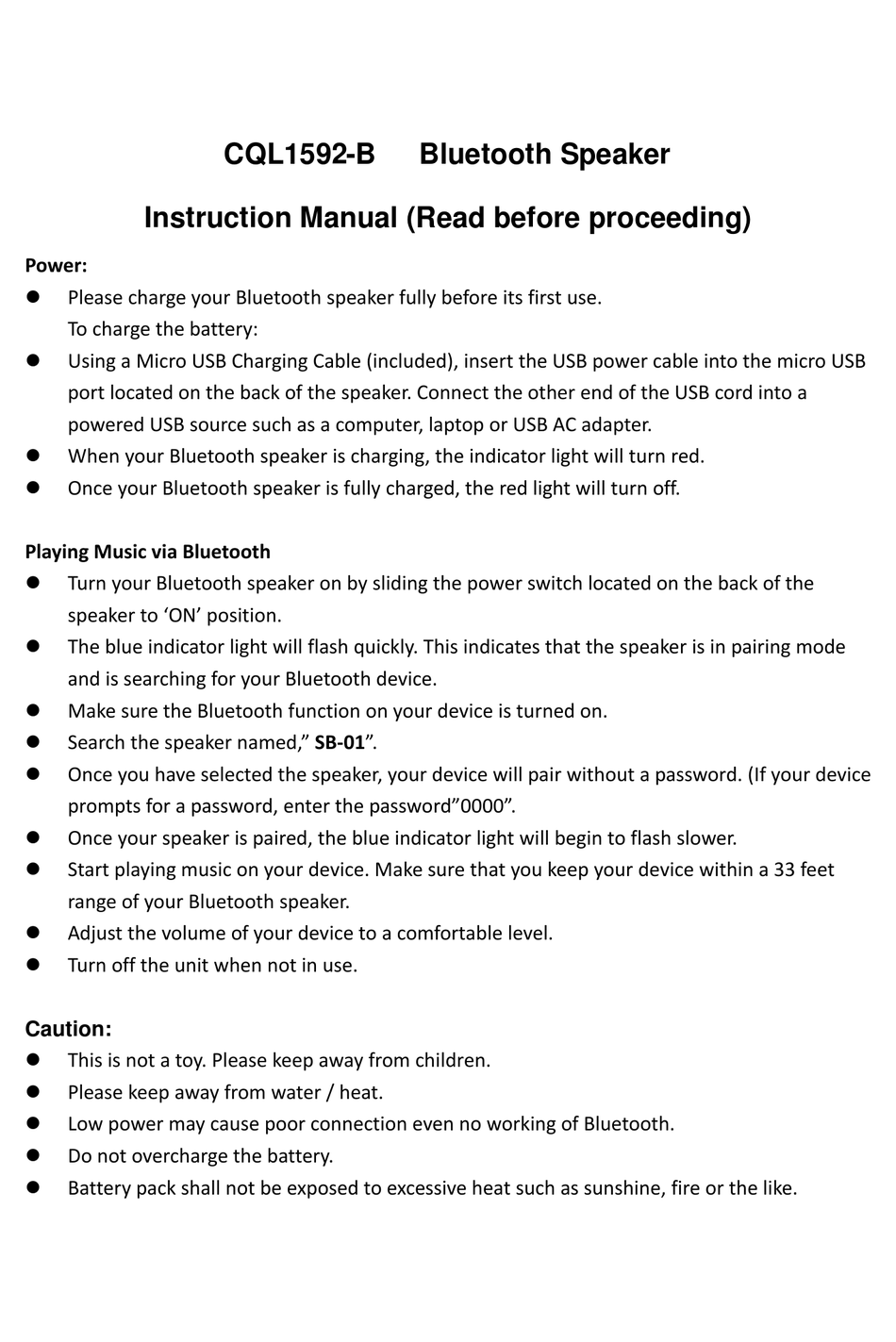 CONQUER CQL1592-B INSTRUCTION MANUAL Pdf Download | ManualsLib