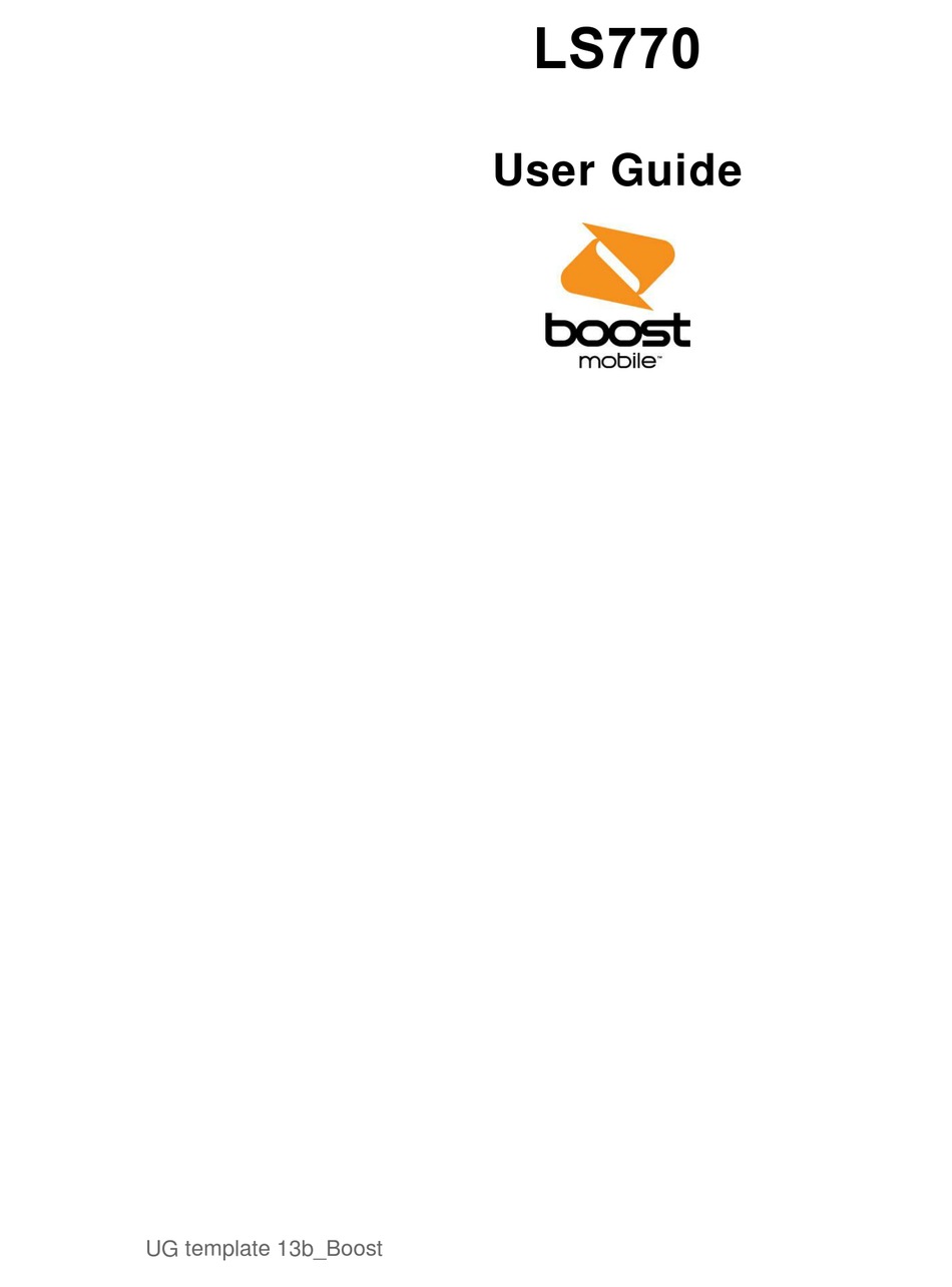 LG BOOST MOBILE LS770 USER MANUAL Pdf Download | ManualsLib