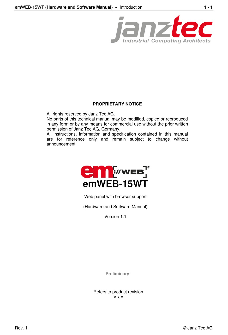 JANZ TEC EMWEB-15WT HARDWARE AND SOFTWARE MANUAL Pdf Download | ManualsLib