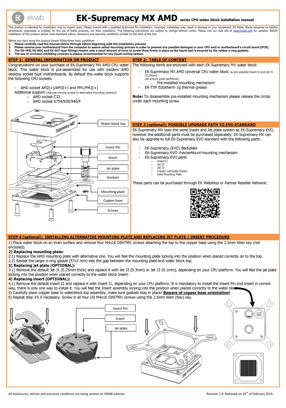 EKWB EK-SUPREMACY MX AMD SERIES INSTALLATION MANUAL Pdf Download | ManualsLib