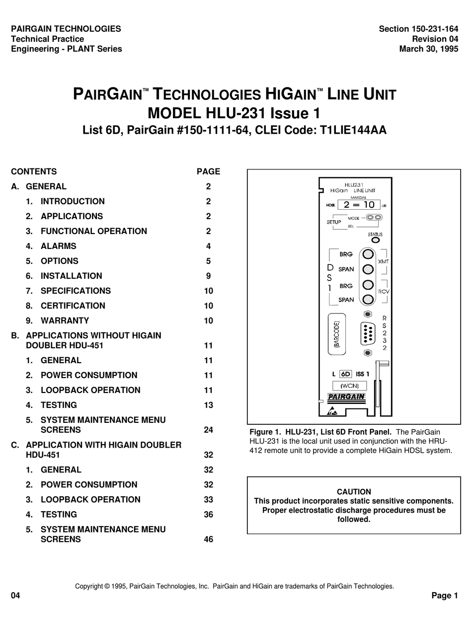 PAIRGAIN PLANT SERIES MANUAL Pdf Download | ManualsLib