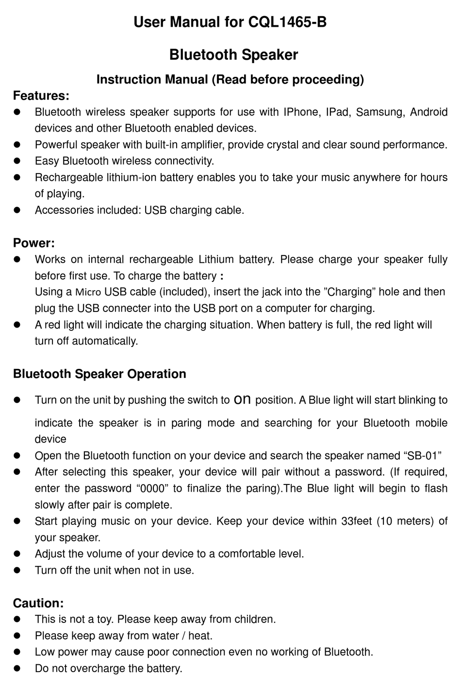 CONQUER CQL1465-B USER MANUAL Pdf Download | ManualsLib