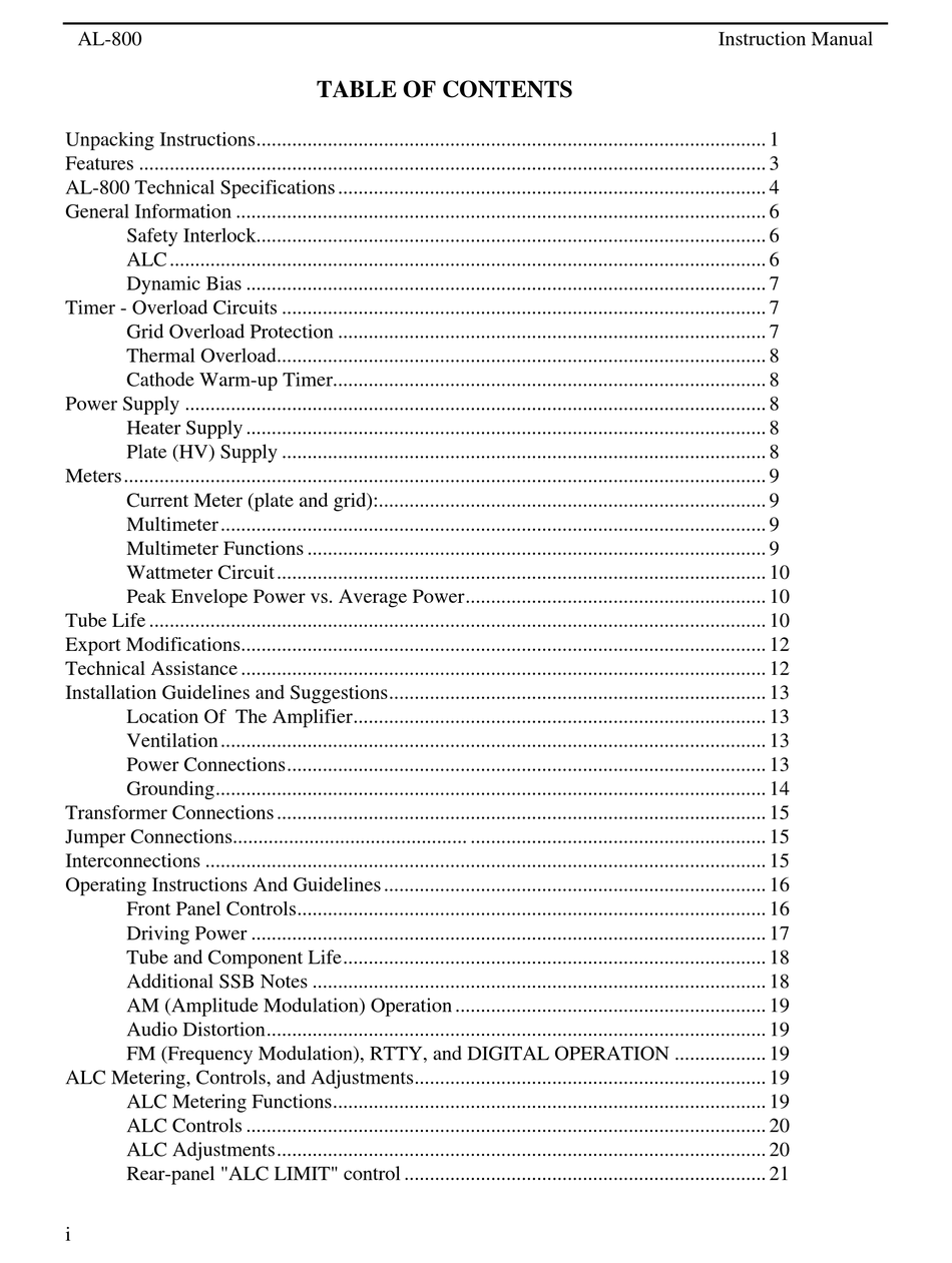 AMERITRON AL-800 INSTRUCTION MANUAL Pdf Download | ManualsLib