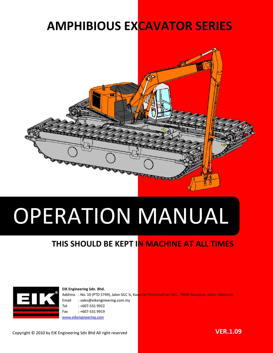 EIK AMPHIBIOUS EXCAVATOR SERIES OPERATION MANUAL Pdf Download | ManualsLib