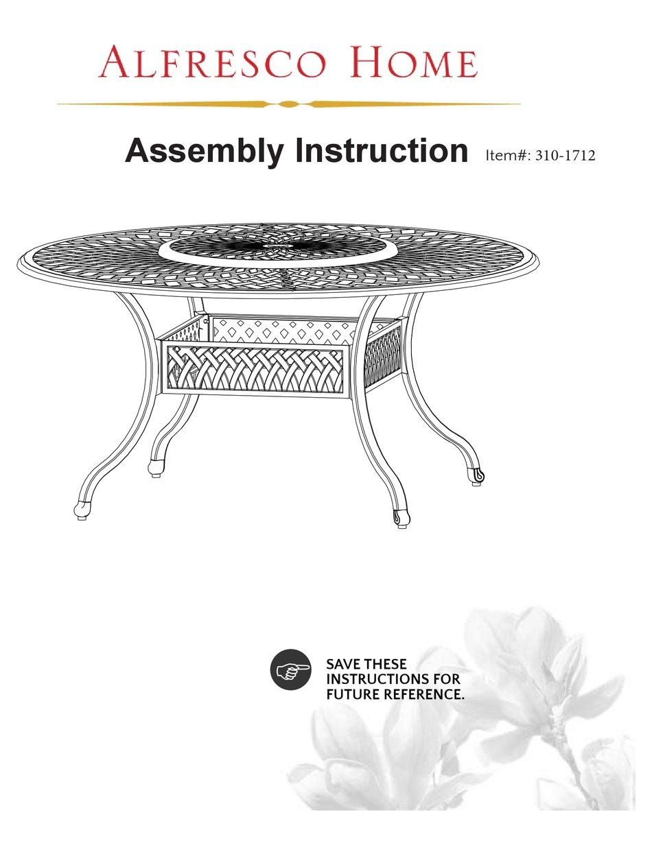 Alfresco Home 310 1712 Assembly Instruction Manual Pdf Download Manualslib