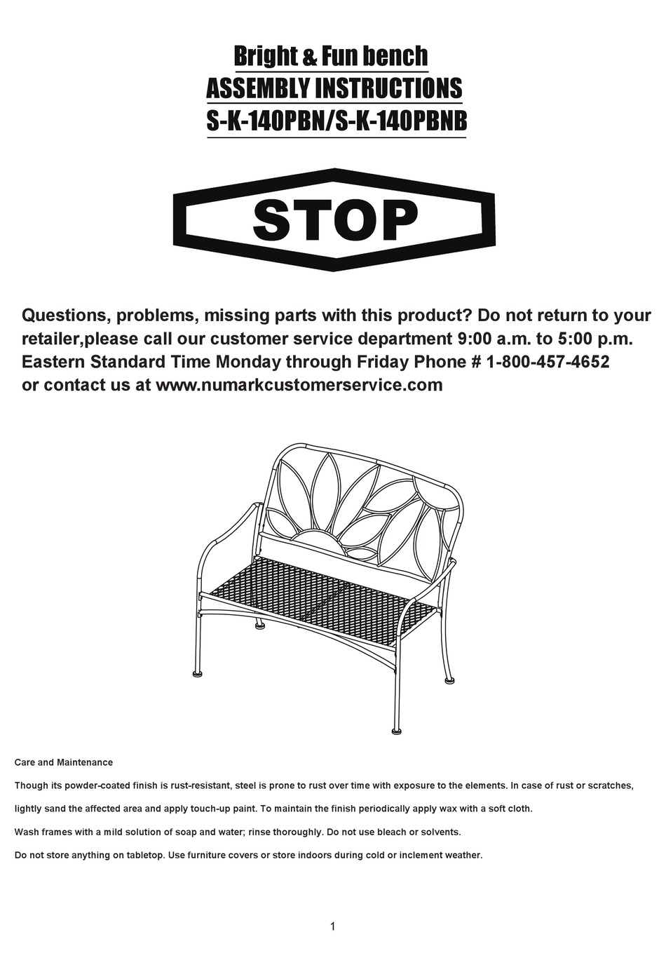 LIBERTY GARDEN PATIO BRIGHT & FUN S-K-140PBN ASSEMBLY INSTRUCTIONS Pdf ...