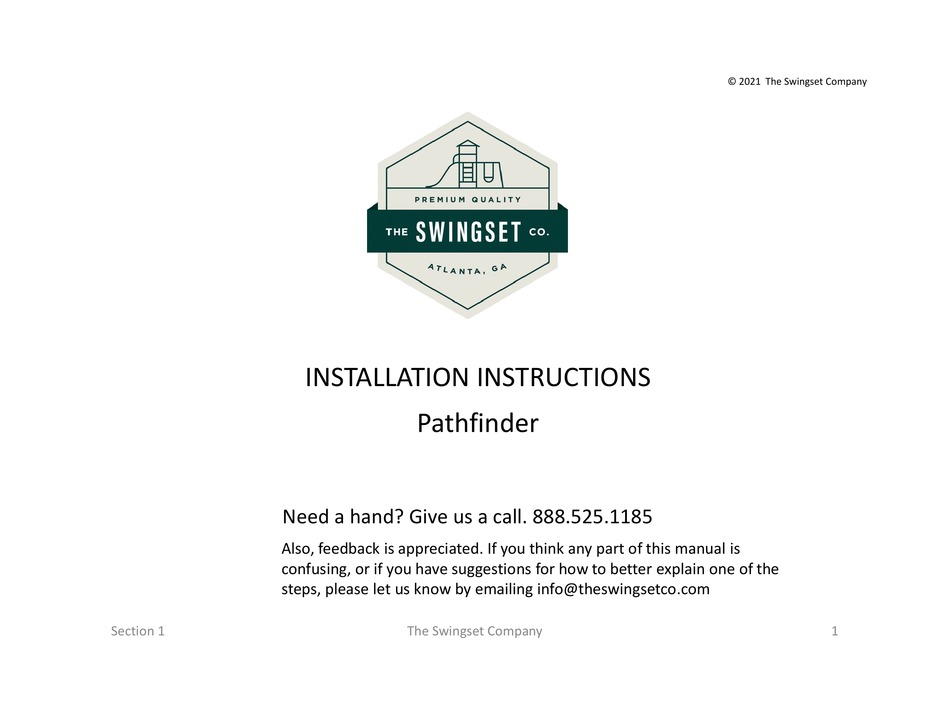 THE SWINGSET PATHFINDER INSTALLATION INSTRUCTIONS MANUAL Pdf Download | ManualsLib