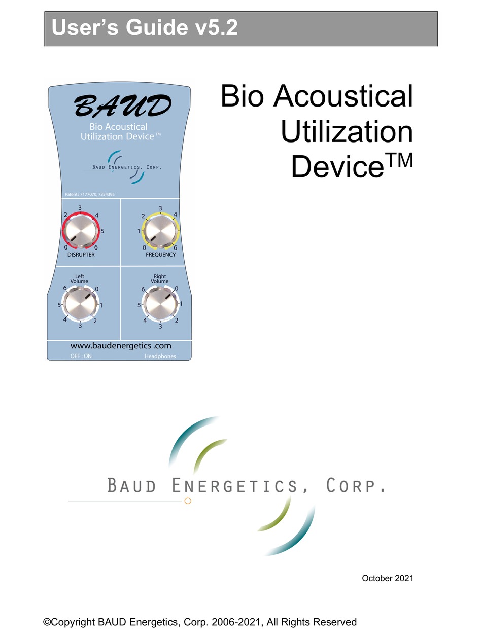 BAUD ENERGETICS BIO ACOUSTICAL UTILIZATION DEVICE USER MANUAL Pdf ...
