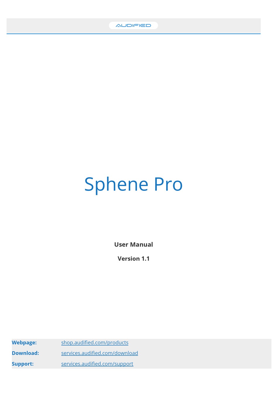 AUDIFIED SPHENE PRO USER MANUAL Pdf Download | ManualsLib