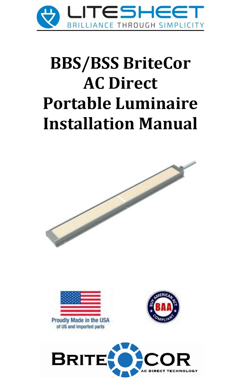 LITESHEET BRITECOR AC DIRECT BBS INSTALLATION MANUAL Pdf Download ...