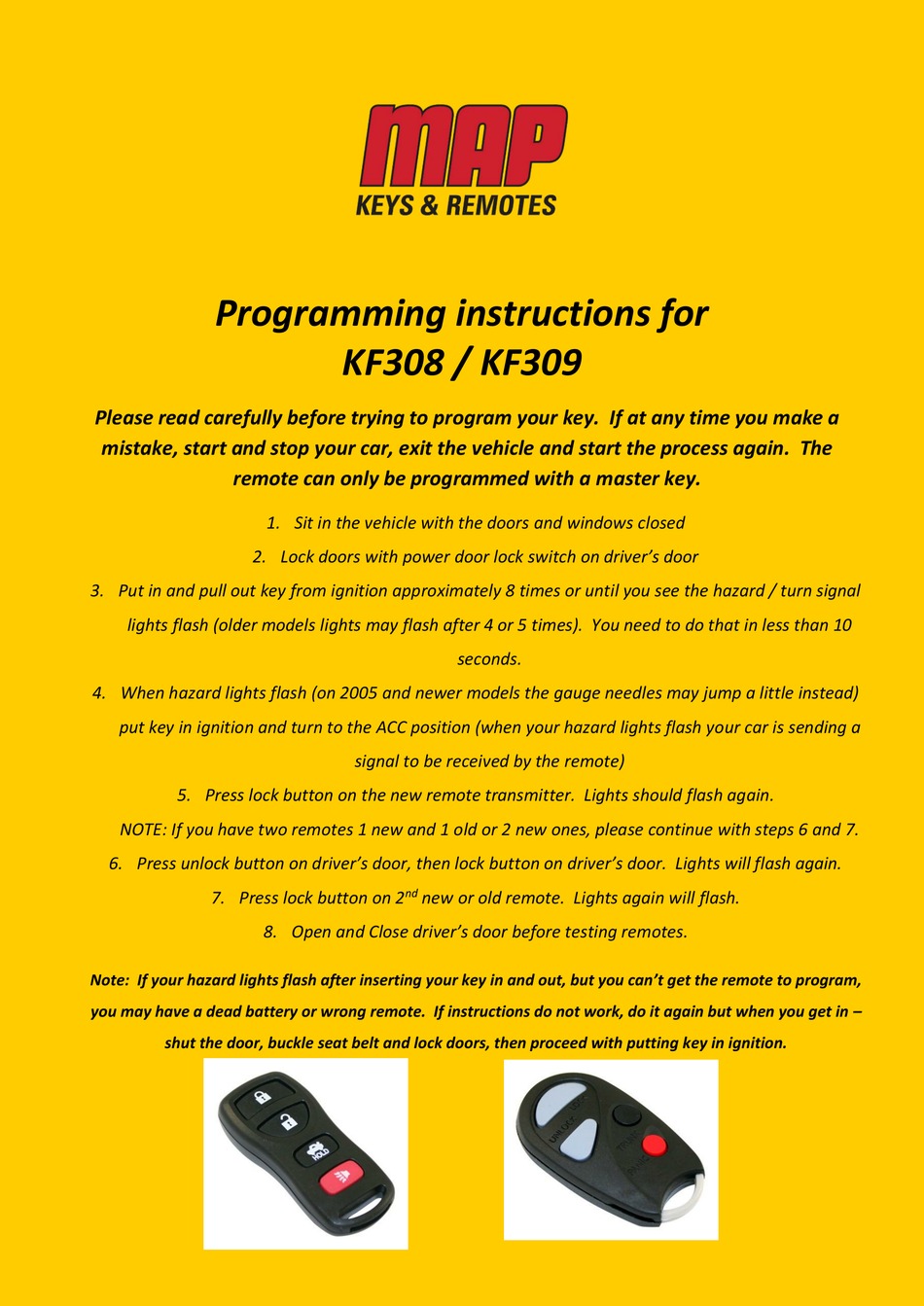 MAP KF308 PROGRAMMING INSTRUCTIONS Pdf Download | ManualsLib
