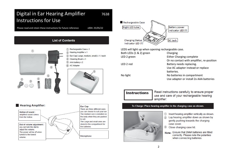COOPERS OF STORTFORD DIGITAL IN EAR HEARING AMPLIFIER INSTRUCTIONS FOR ...