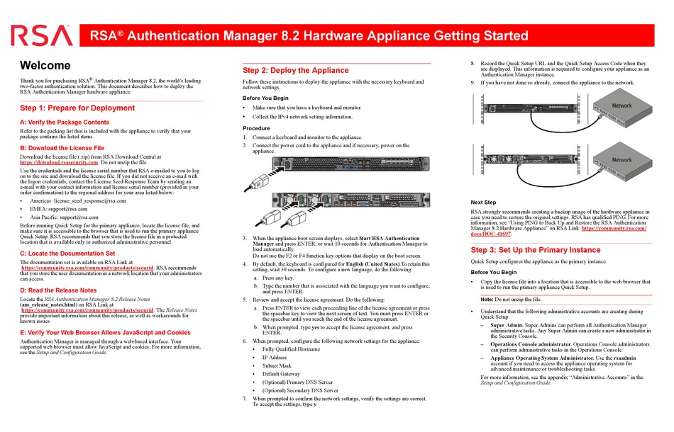 Rsa Authentication Manager 82 Getting Started Pdf Download Manualslib