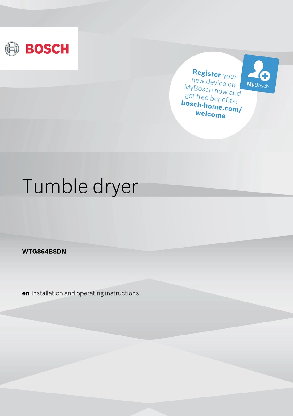 BOSCH WTG864B8DN INSTALLATION AND OPERATING INSTRUCTIONS MANUAL Pdf ...