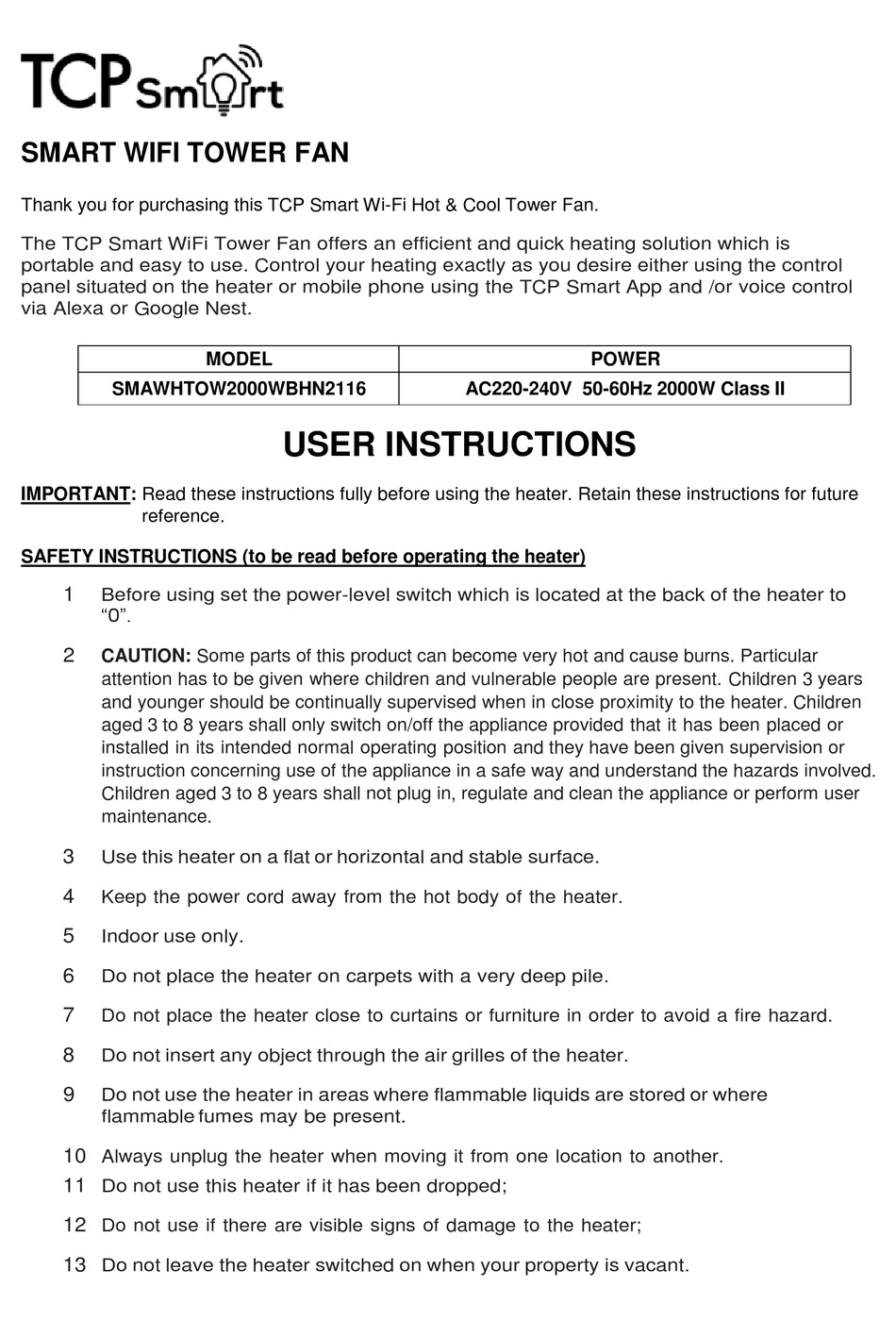 TCP SMAWHTOW2000WBHN2116 USER INSTRUCTIONS Pdf Download ManualsLib tcp-smawhtow2000wbhn2116-user-instructions-pdf-download-manualslib
