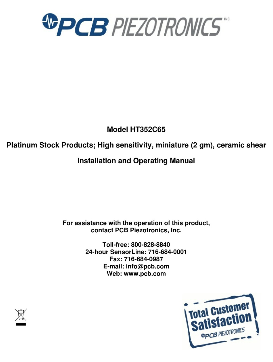 PCB PIEZOTRONICS HT352C65 INSTALLATION AND OPERATING MANUAL Pdf ...