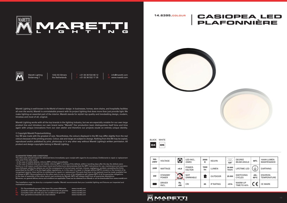 MARETTI CASIOPEA 14.6395.04 QUICK START MANUAL Pdf Download | ManualsLib