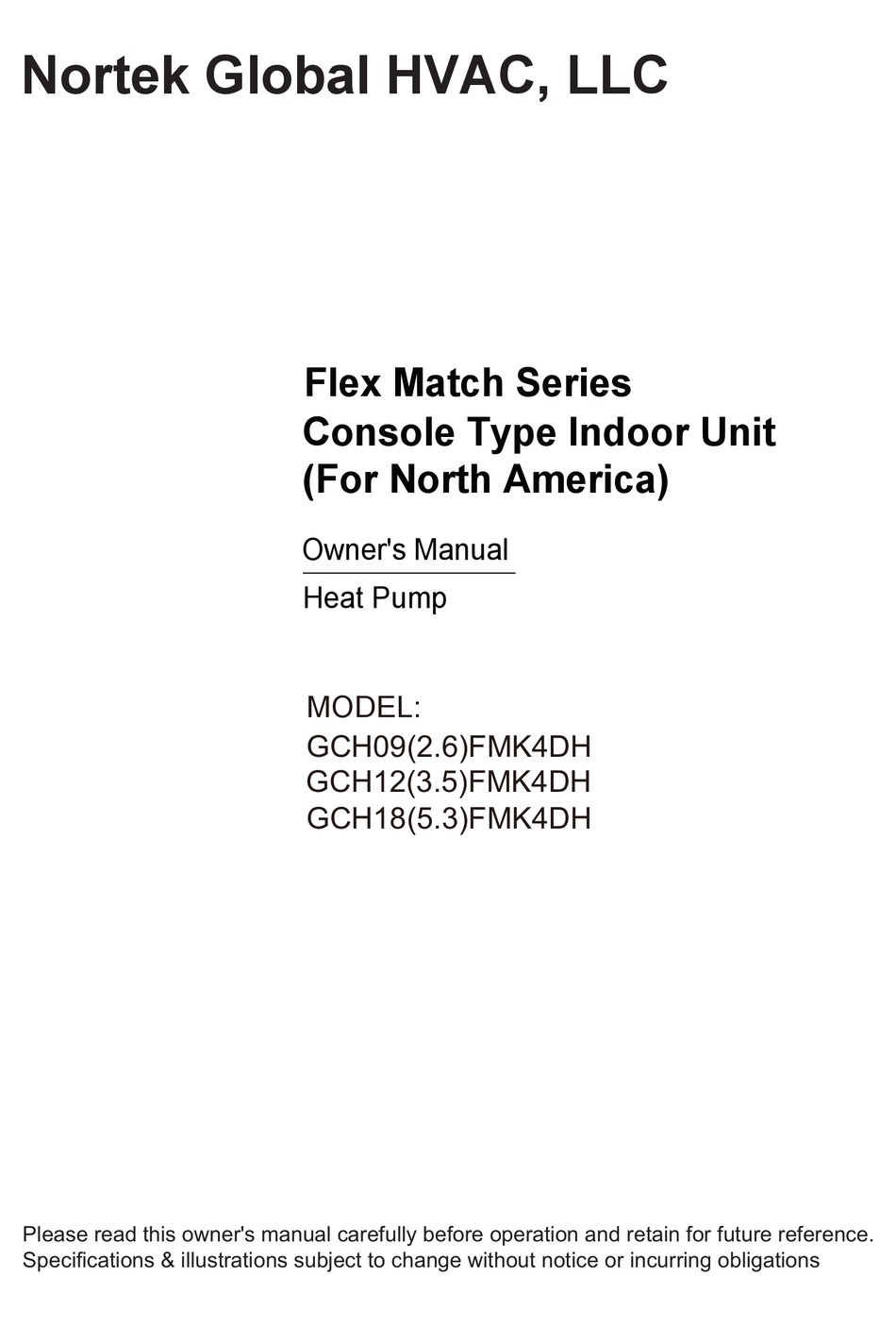 NORTEK FLEX MATCH SERIES OWNER'S MANUAL Pdf Download | ManualsLib