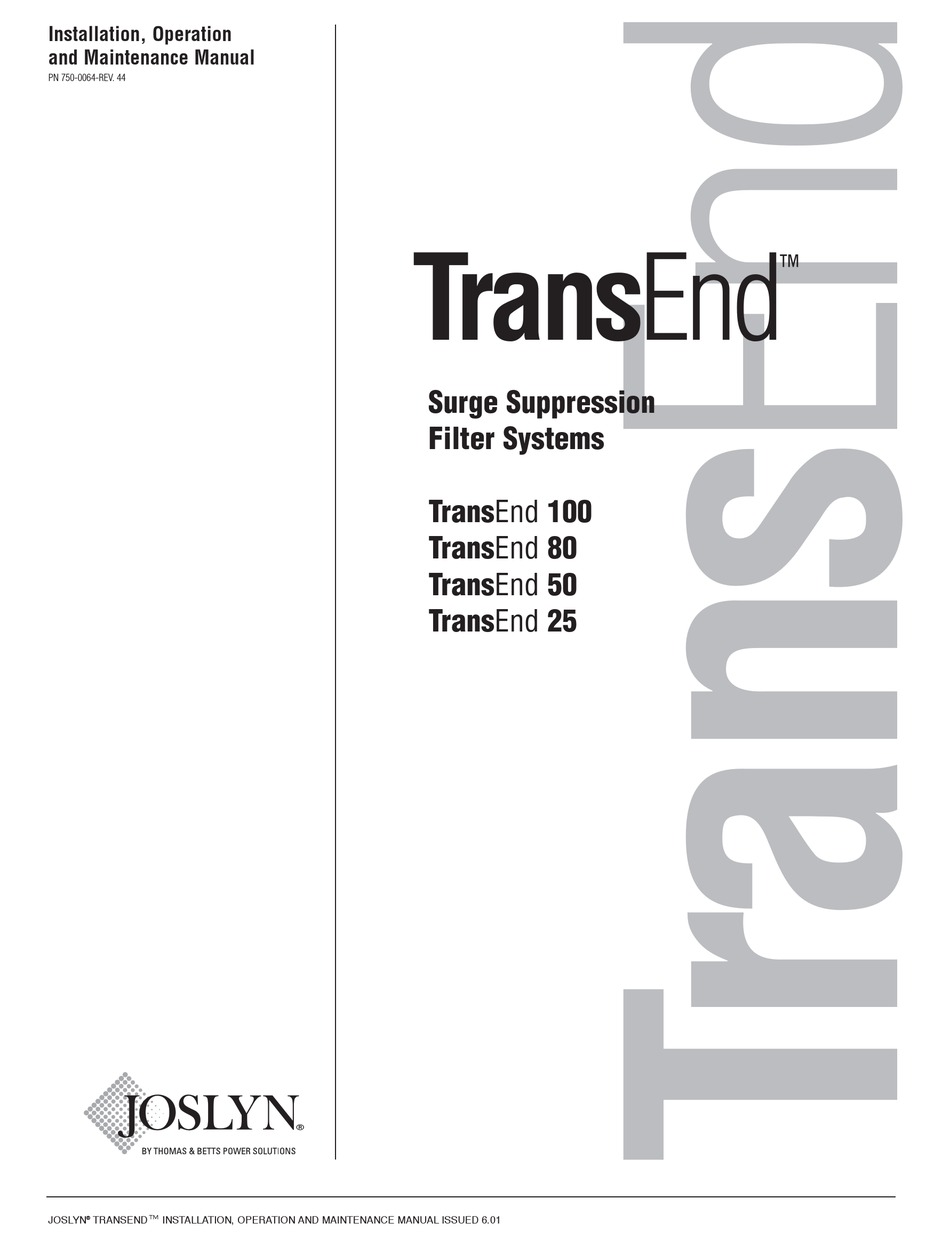 JOSLYN TRANSEND 50 INSTALLATION, OPERATION AND MAINTENANCE MANUAL Pdf ...