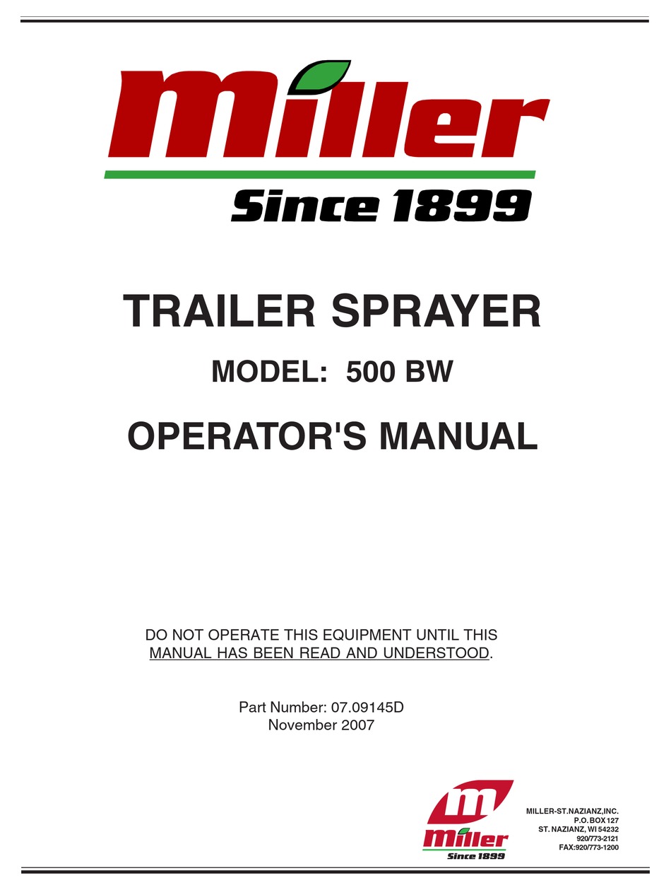 MILLER 500 BW OPERATOR'S MANUAL Pdf Download | ManualsLib