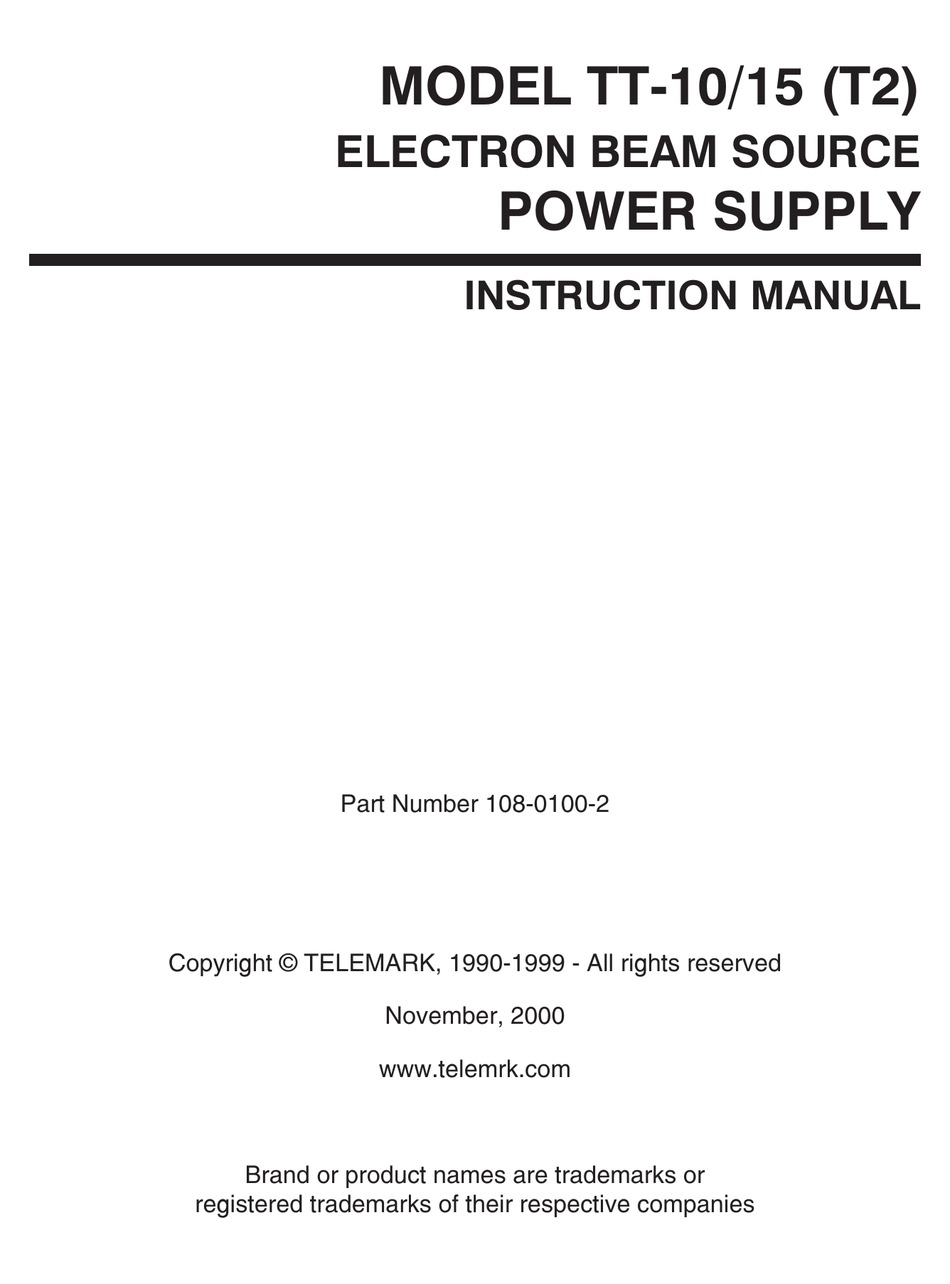 TELEMARK TT-10 INSTRUCTION MANUAL Pdf Download | ManualsLib