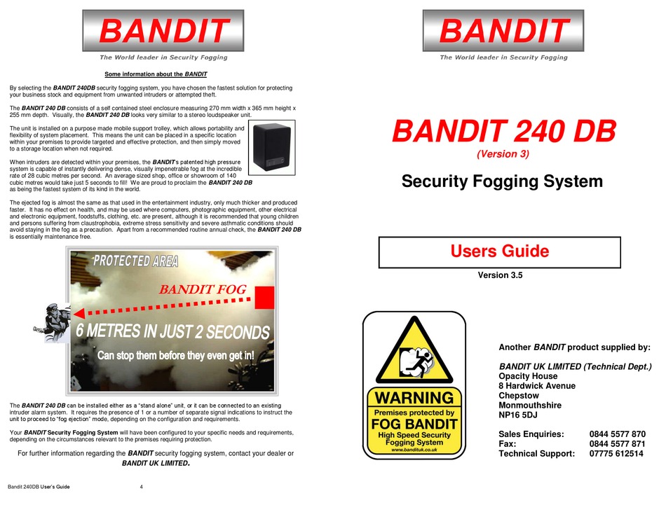 BANDIT 240 DB USER MANUAL Pdf Download | ManualsLib