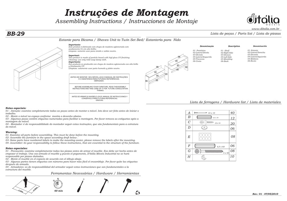 DITALIA BB-29 ASSEMBLING INSTRUCTIONS Pdf Download | ManualsLib