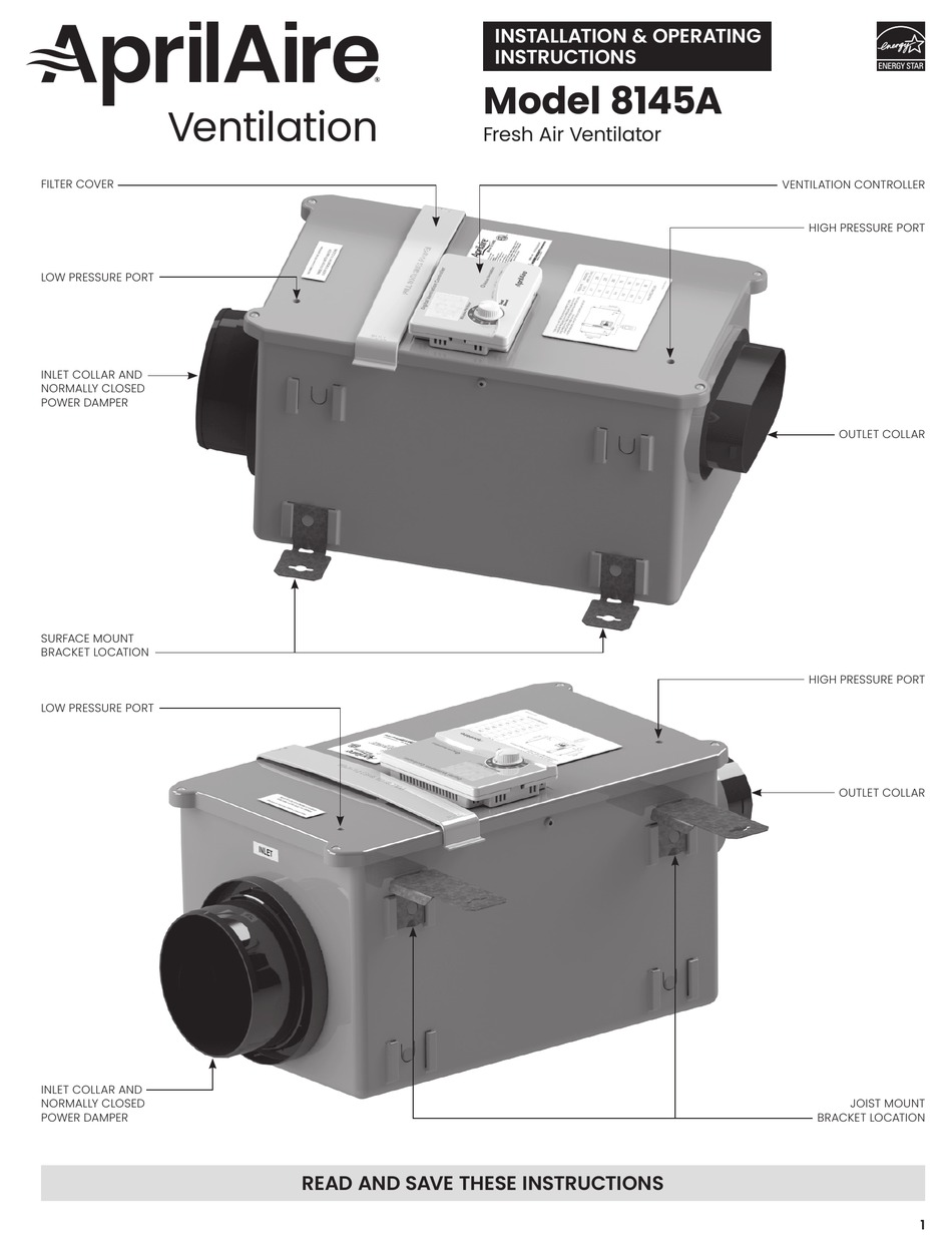 APRILAIRE 8145A INSTALLATION AND OPERATING INSTRUCTIONS MANUAL Pdf aprilaire-8145a-installation-and-operating-instructions-manual-pdf