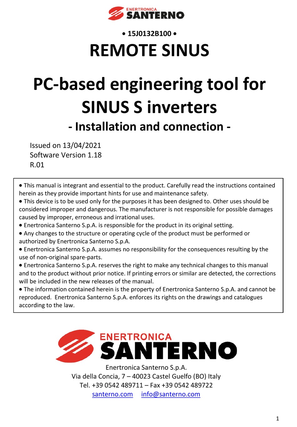 ENERTRONICA SANTERNO ZZ0132033 MANUAL Pdf Download | ManualsLib