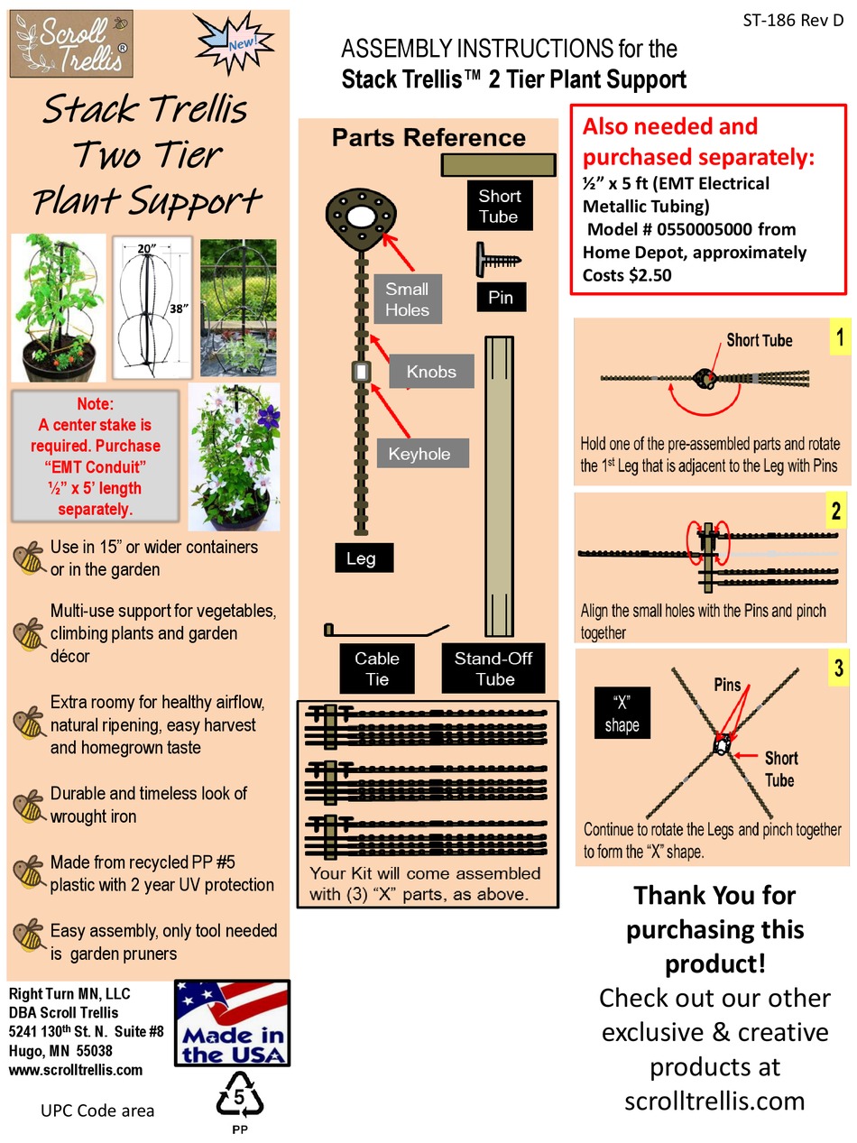 Scroll Trellis Stack Trellis 2 Tier Plant Support Assembly Instructions Pdf Download Manualslib 
