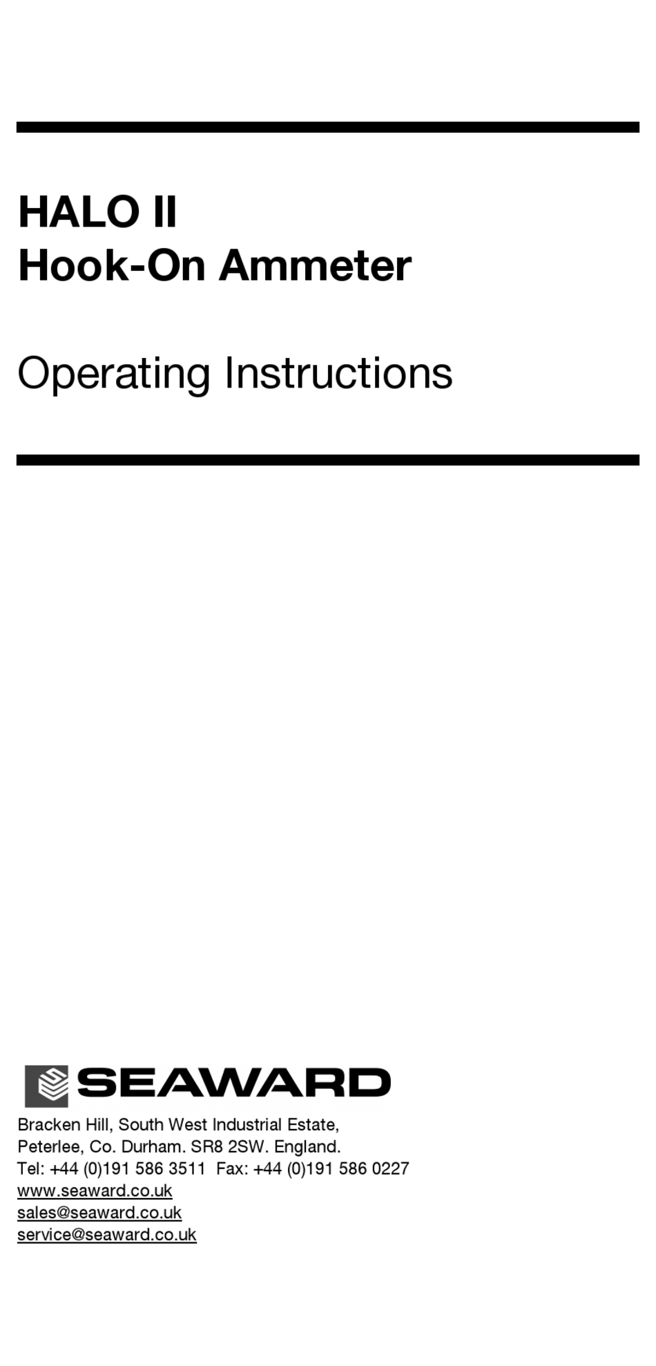 SEAWARD HALO II OPERATING INSTRUCTIONS MANUAL Pdf Download | ManualsLib