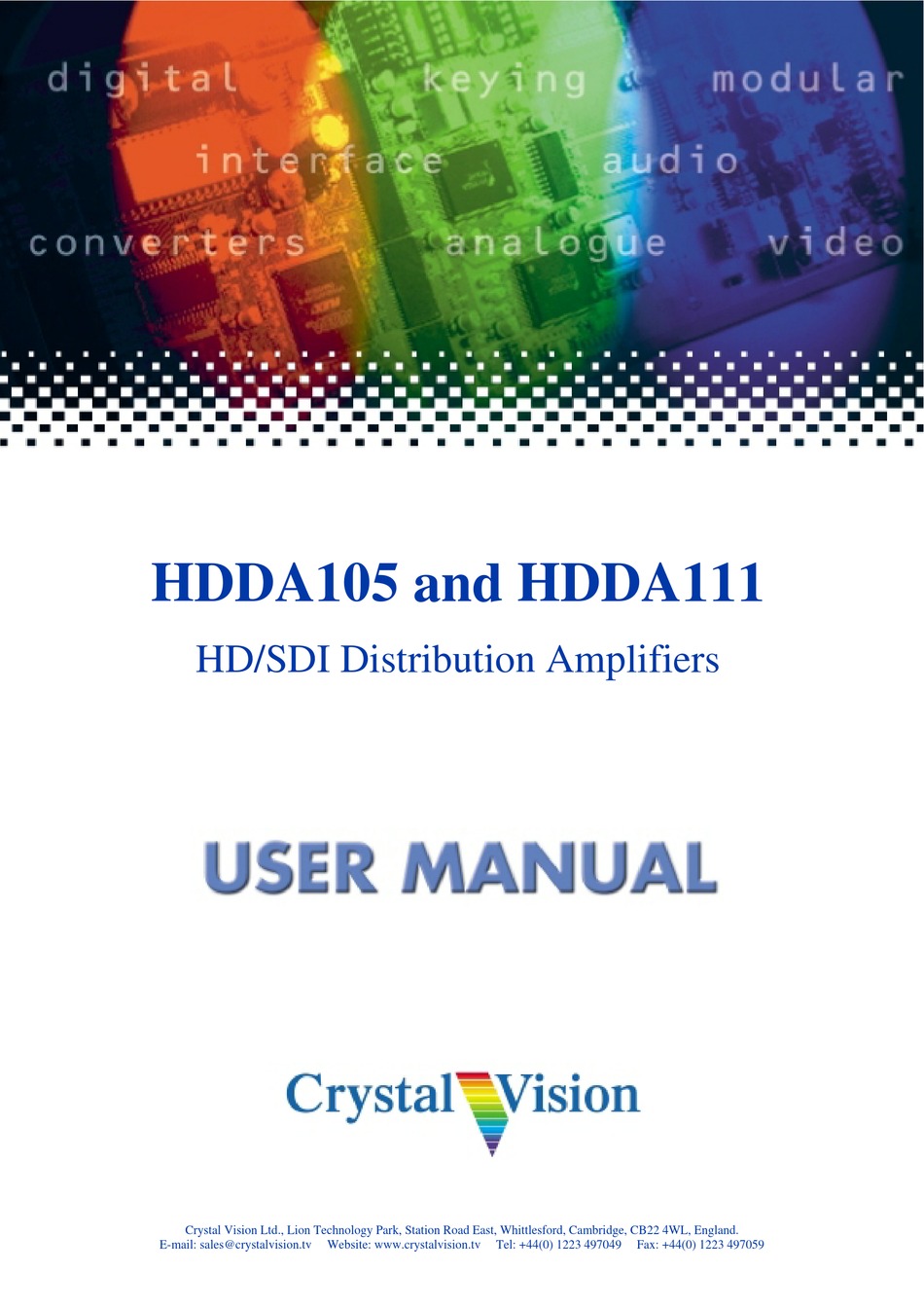 CRYSTAL VISION HDDA105 SERIES USER MANUAL Pdf Download | ManualsLib