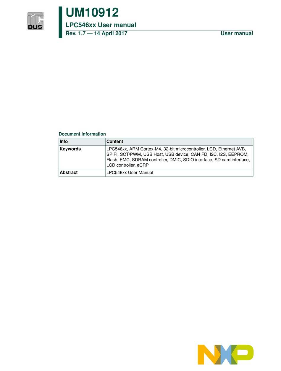 NXP SEMICONDUCTORS LPC546 SERIES USER MANUAL Pdf Download | ManualsLib