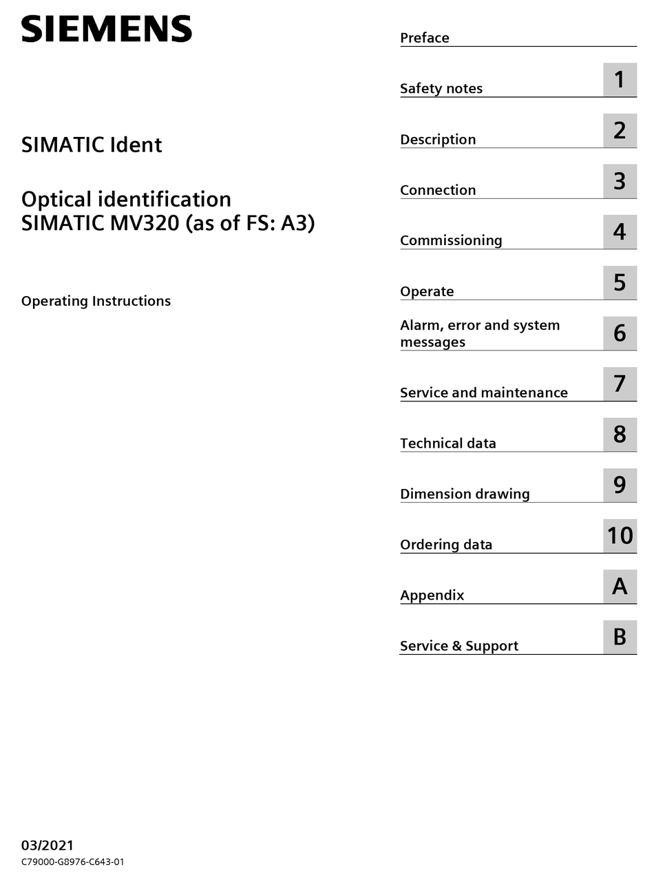 SIEMENS SIMATIC MV320 OPERATING INSTRUCTIONS MANUAL Pdf Download ... SIEMENS SIMATIC MV320 OPERATING INSTRUCTIONS MANUAL Pdf Download ...