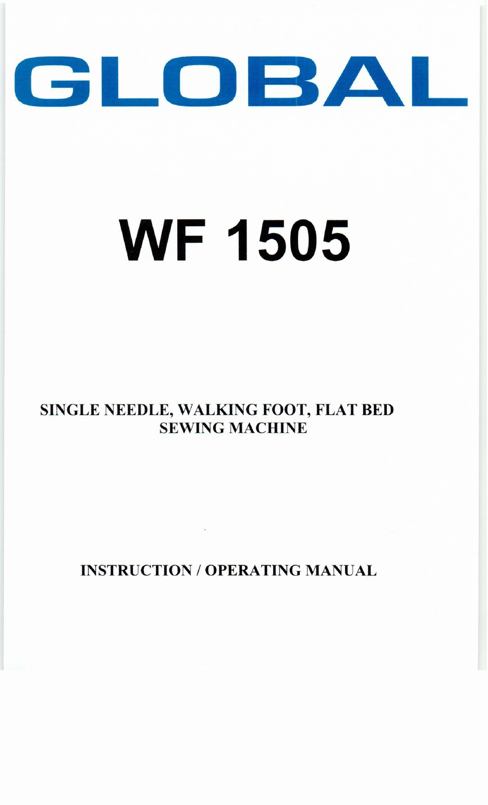 GLOBAL WF 1505 INSTRUCTIONS & OPERATING MANUAL Pdf Download | ManualsLib
